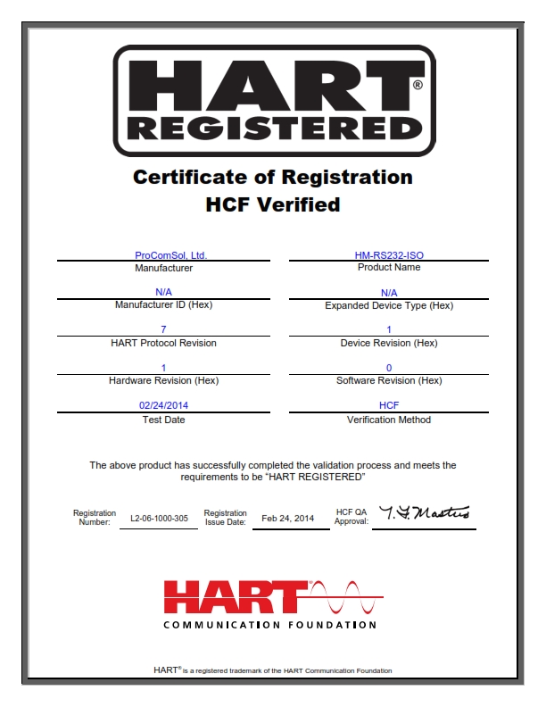 RS232 HART Modem (HM-RS232-ISO) - HART Expert Ltd